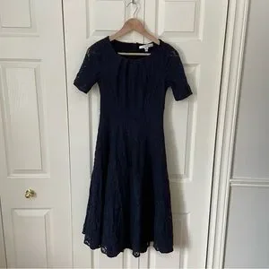 LK Bennett | Dresses | Lk Bennett Navy Blue Lace Fit And Flare Classic ...
